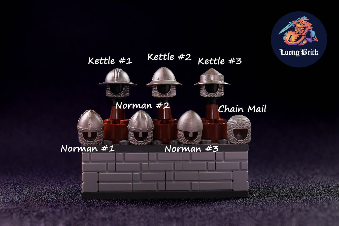 Kettle Helm&Norman Helm&Chain Mail in Flat Silver Version – loongbrick